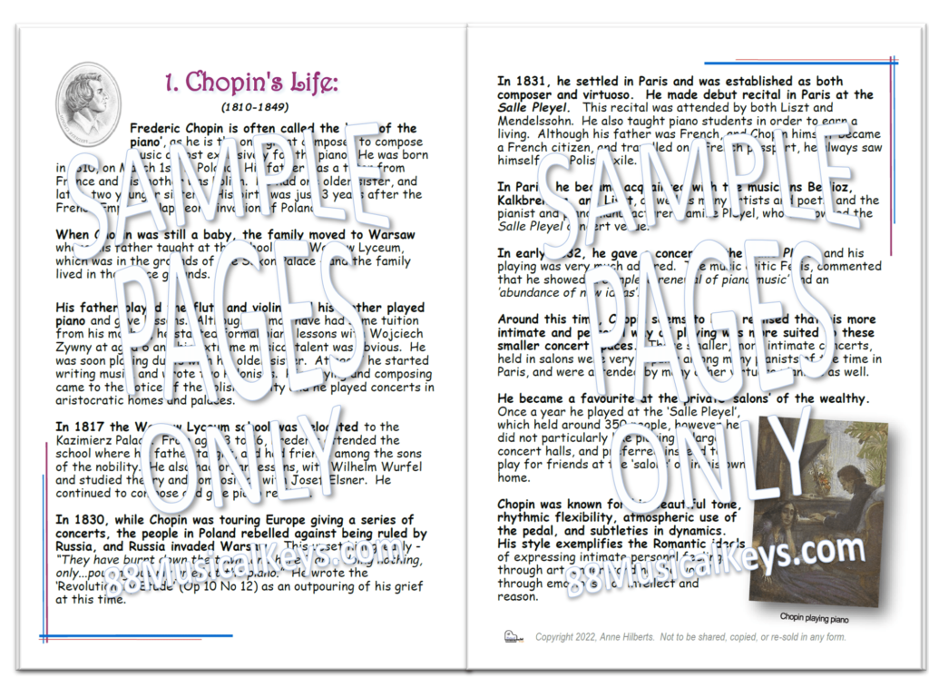 Chopin Music History Bundle 88 Musical Keys