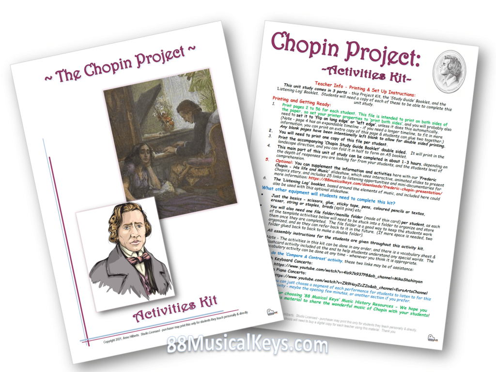 Chopin Music History Bundle 88 Musical Keys