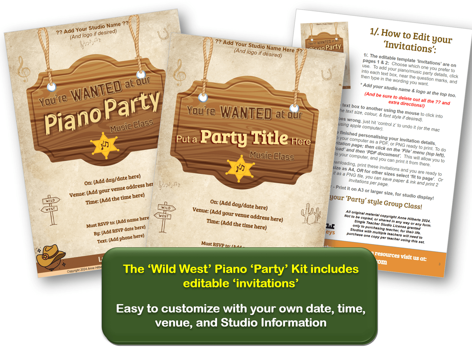 'Wild West' | Piano Party Kit 88 Musical Keys