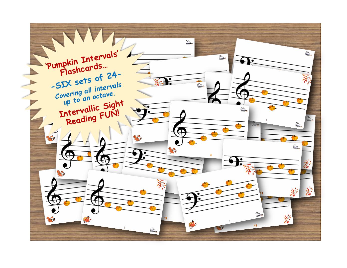 ‘Pumpkin Pie’ Sight Reading Cards & GAMES! 88 Musical Keys